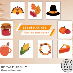 Thanksgiving Poster Pack, 9 Printables Modern Thanksgiving, Wall Art ...