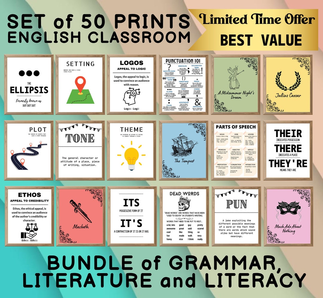 School Posters Pack English Classroom Artwork Teacher Gift - Etsy