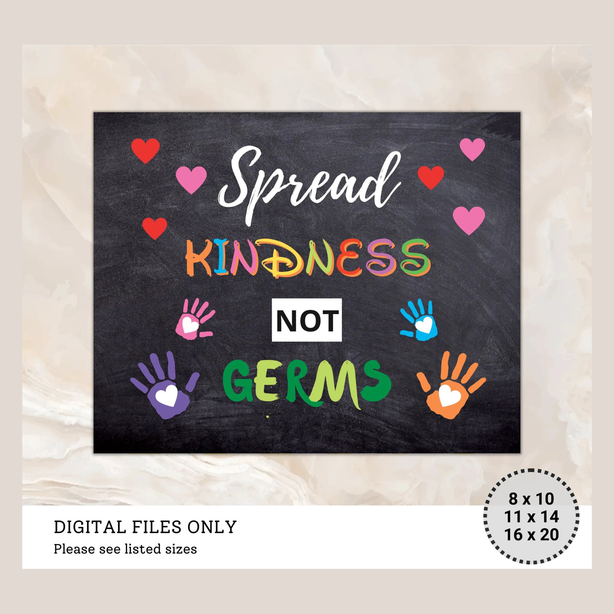 Spread Kindness Not Germs Poster, Nurse Office Sign, Flu Season Poster ...