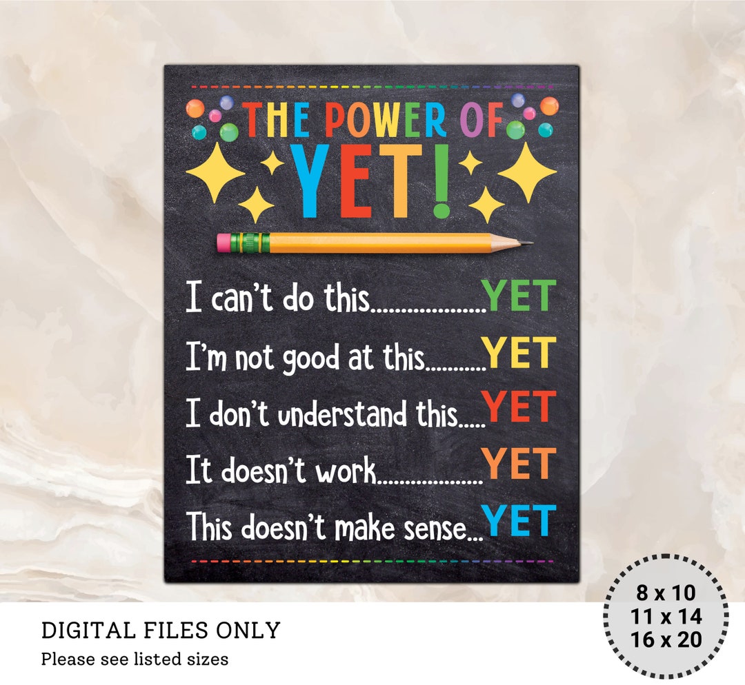 The Power of yet Poster Printable Motivational Wall Art Growth - Etsy