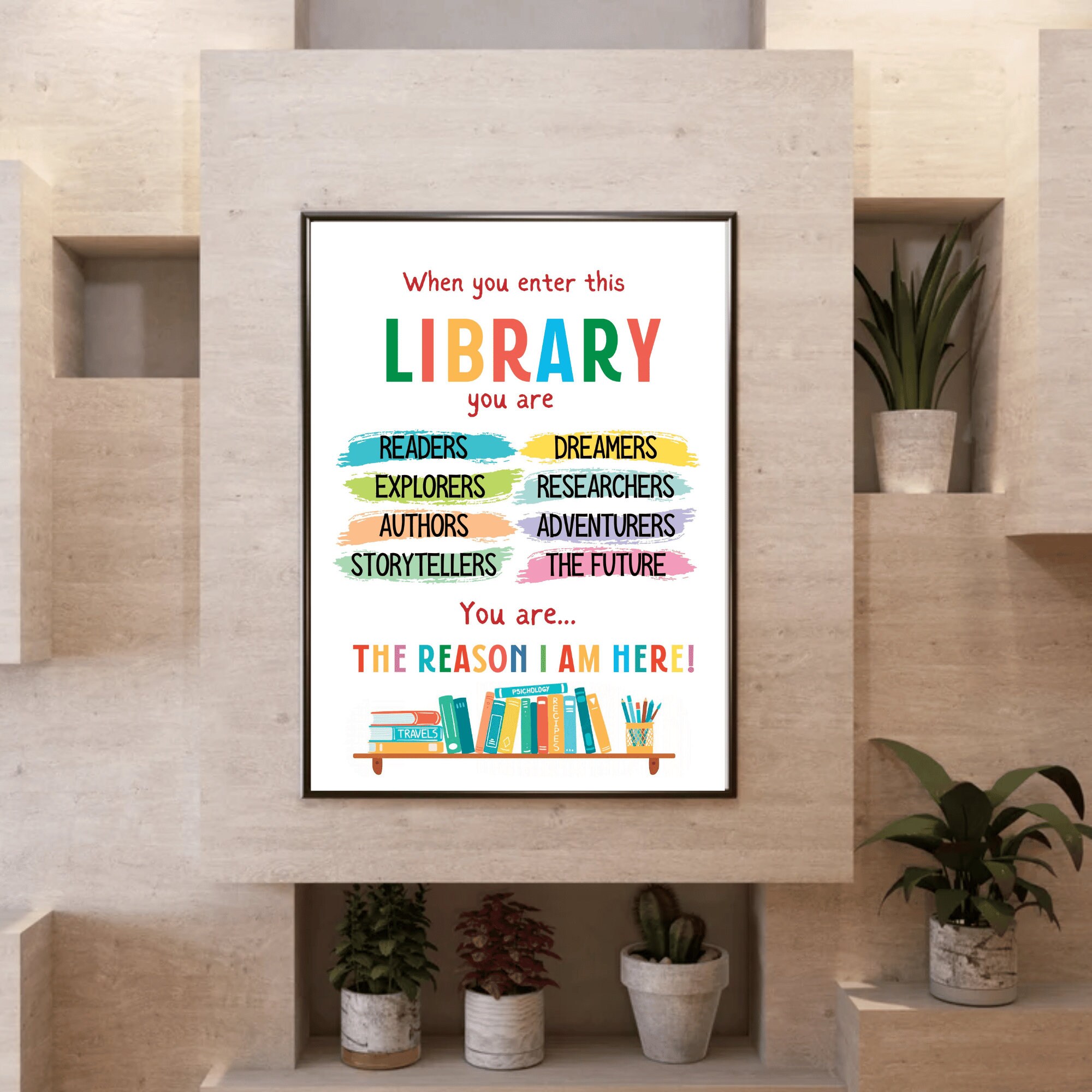 Welcome Library School Sign, Classroom Decor, Printable School Library ...