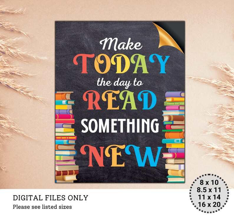 Printable Reading Poster Welcome Library School Sign - Etsy
