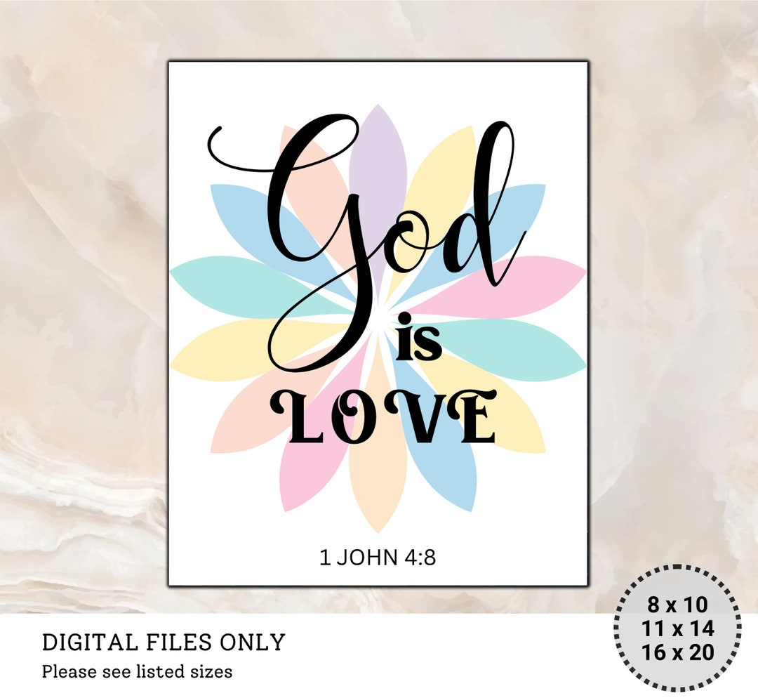 God is Love Bible Verse Print Scriptures Wall Art Christian - Etsy