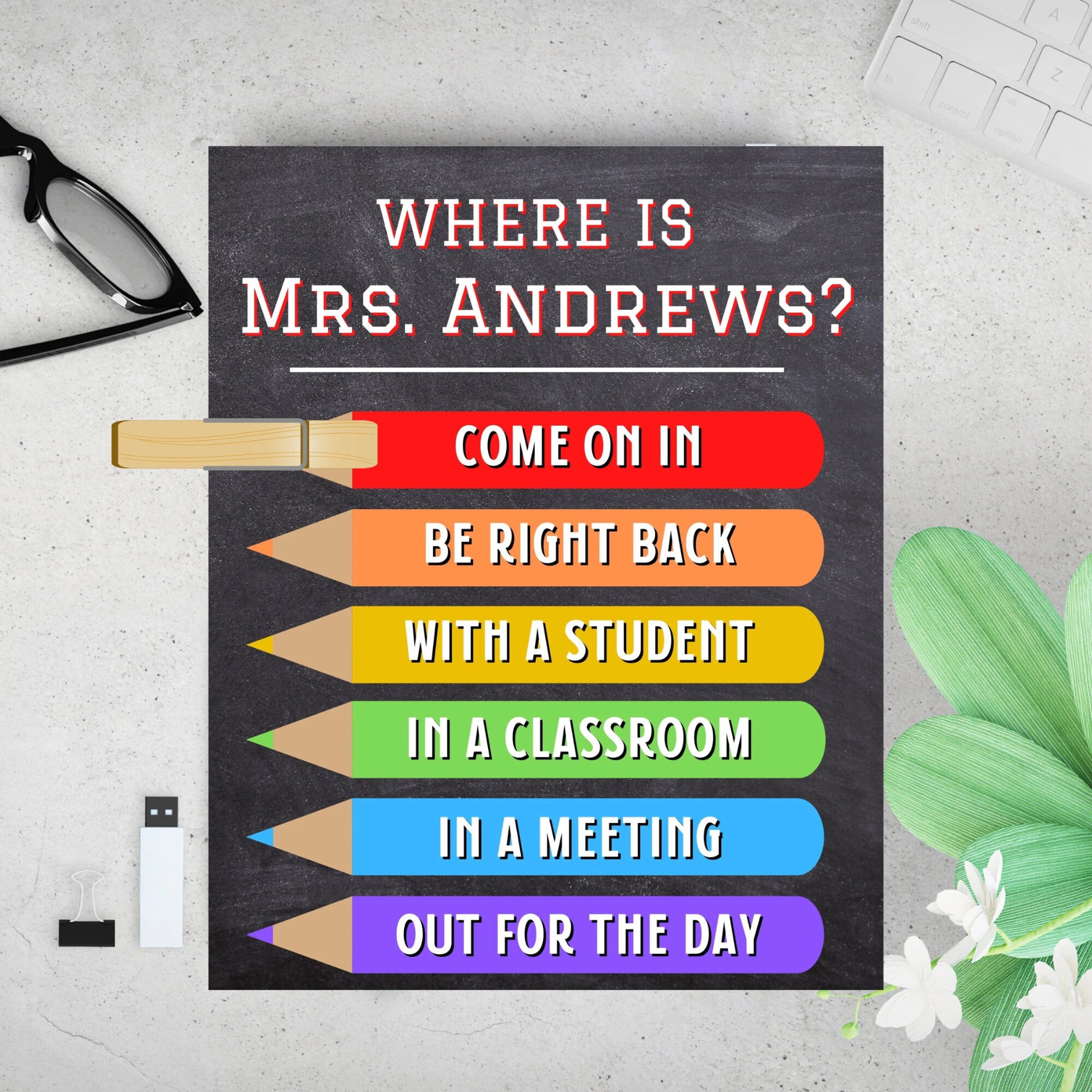 PERSONALIZED Teacher Door Sign, Classroom Decor, Custom Teacher Gifts ...