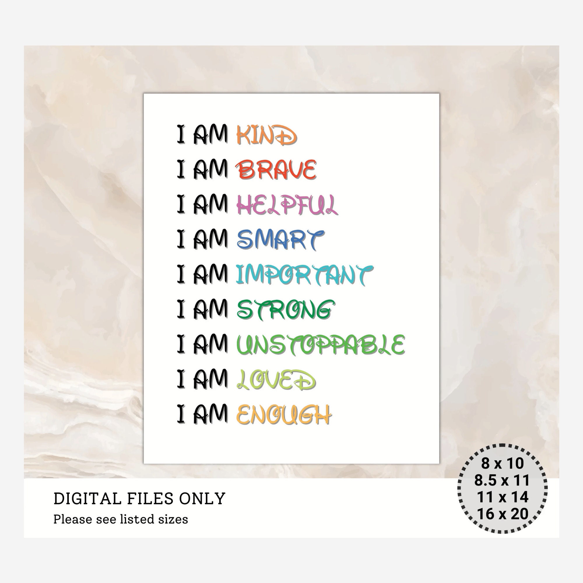 Kids Positive Affirmations, Classroom Poster, Motivational Sign ...