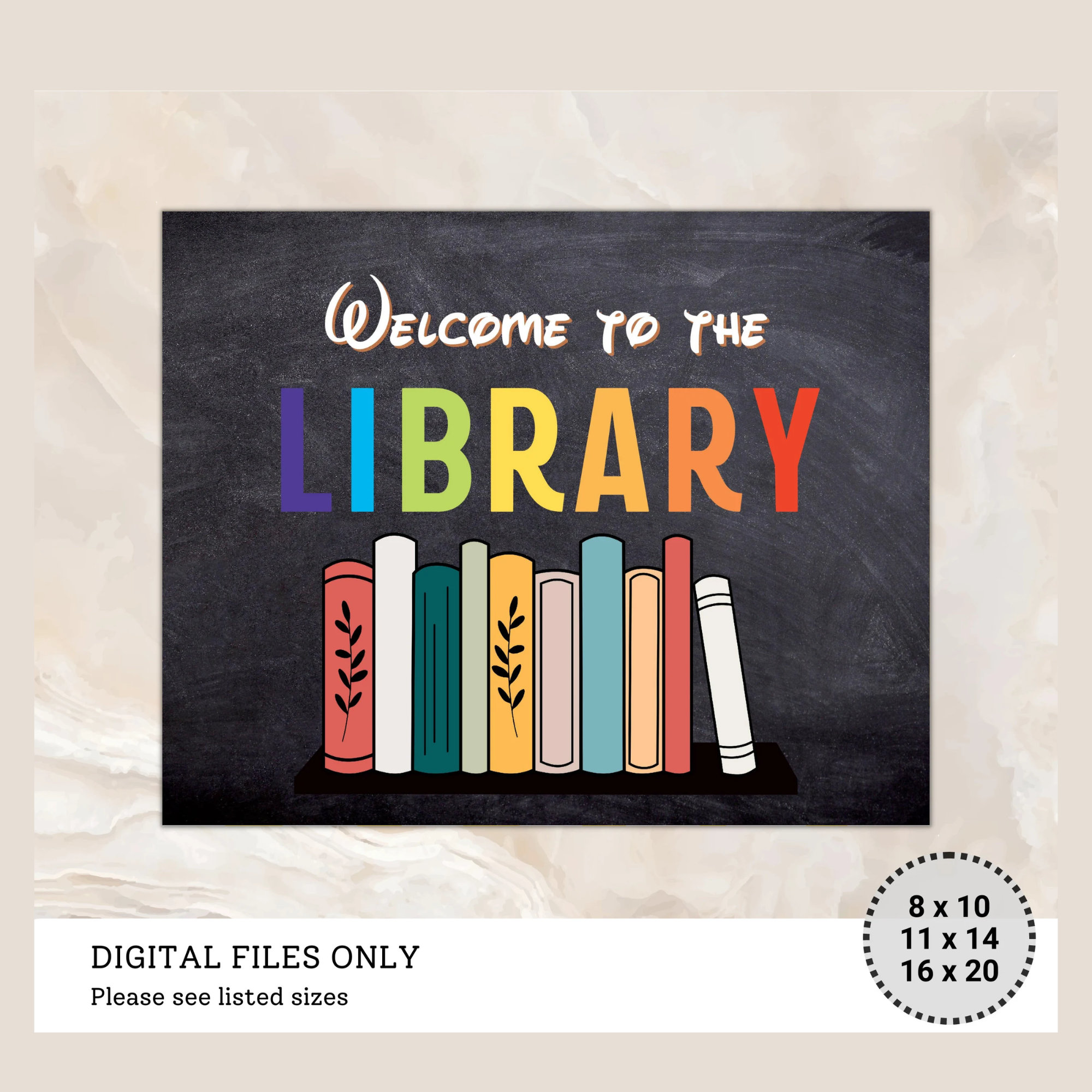 Welcome Library School Sign, Classroom Decor, Printable School Library ...