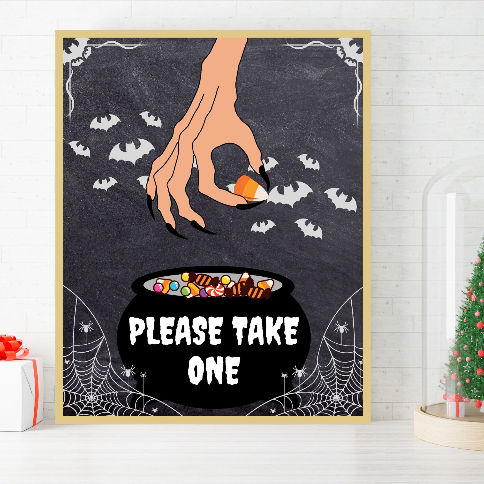 Please Take One Halloween Candy Sign, Chalkboard Halloween Decor, Candy ...