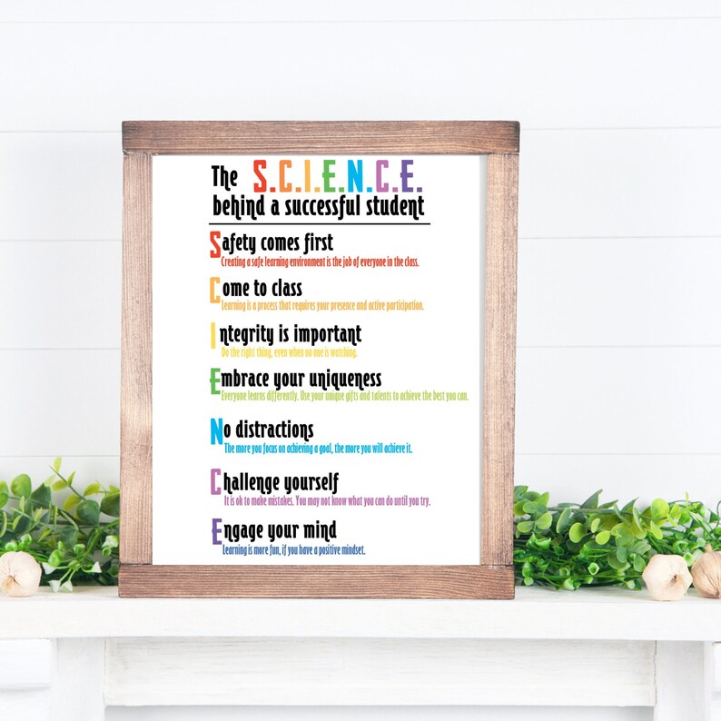 Science Classroom Poster, Class Rules Print, Teacher Gift, Motivational ...
