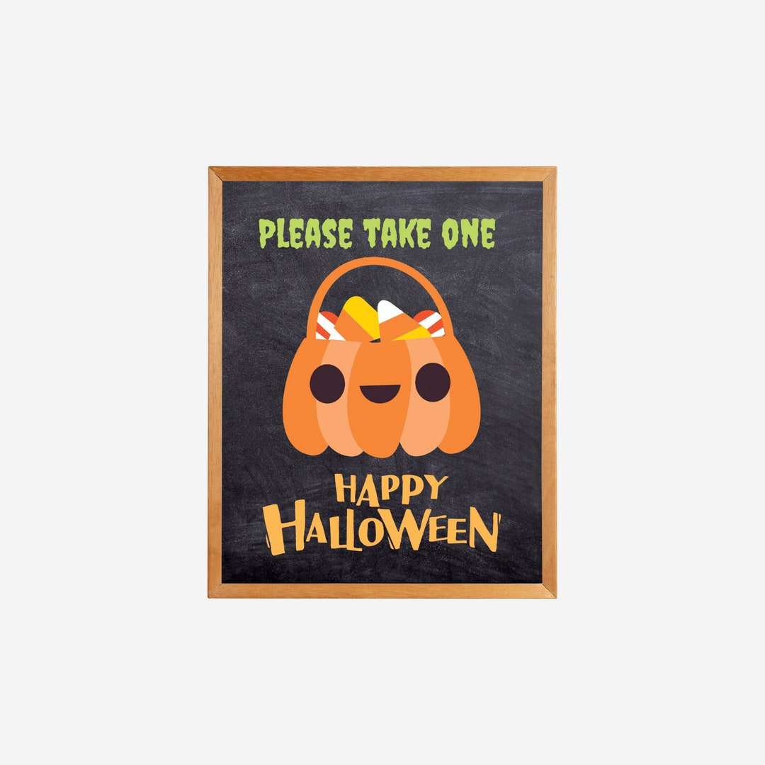 Halloween Candy Bowl Sign, Printable Trick or Treat Sign, Halloween ...