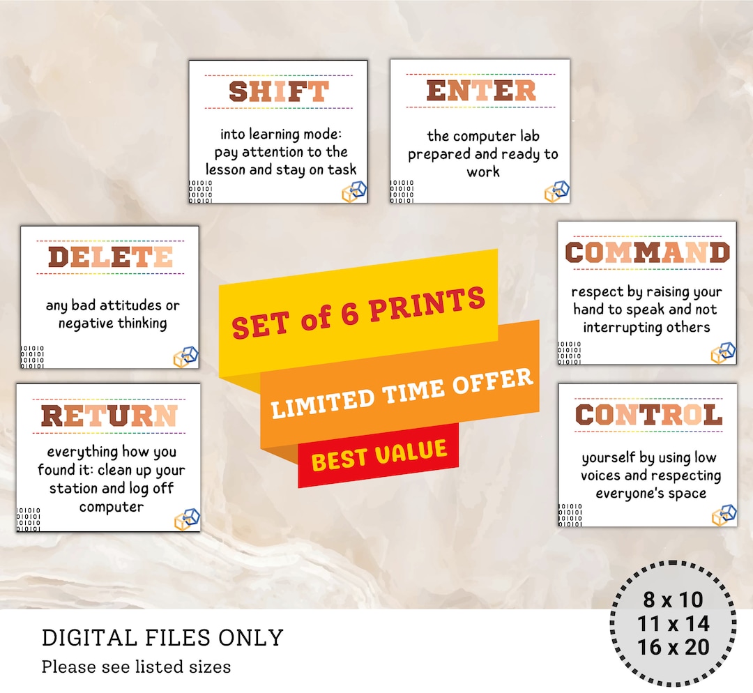 Computer Lab Poster Set of 6 Classroom Decor INSTANT - Etsy