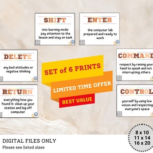 Computer Lab Poster Set of 6 Classroom Decor INSTANT - Etsy