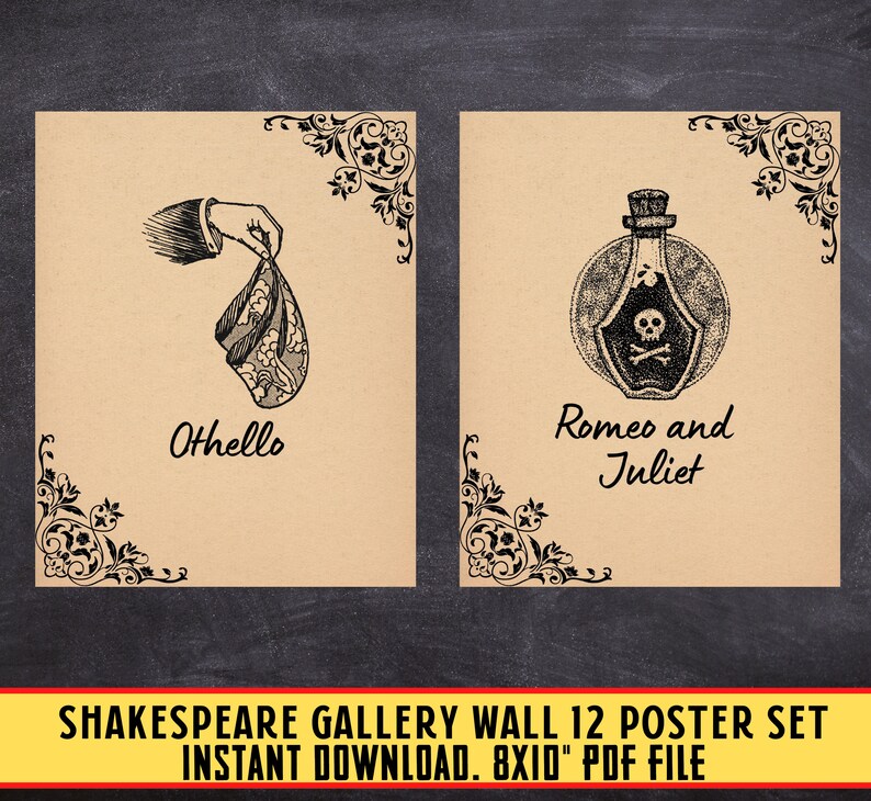 Shakespeare Gallery Wall Classroom Art Shakespeare Plays - Etsy