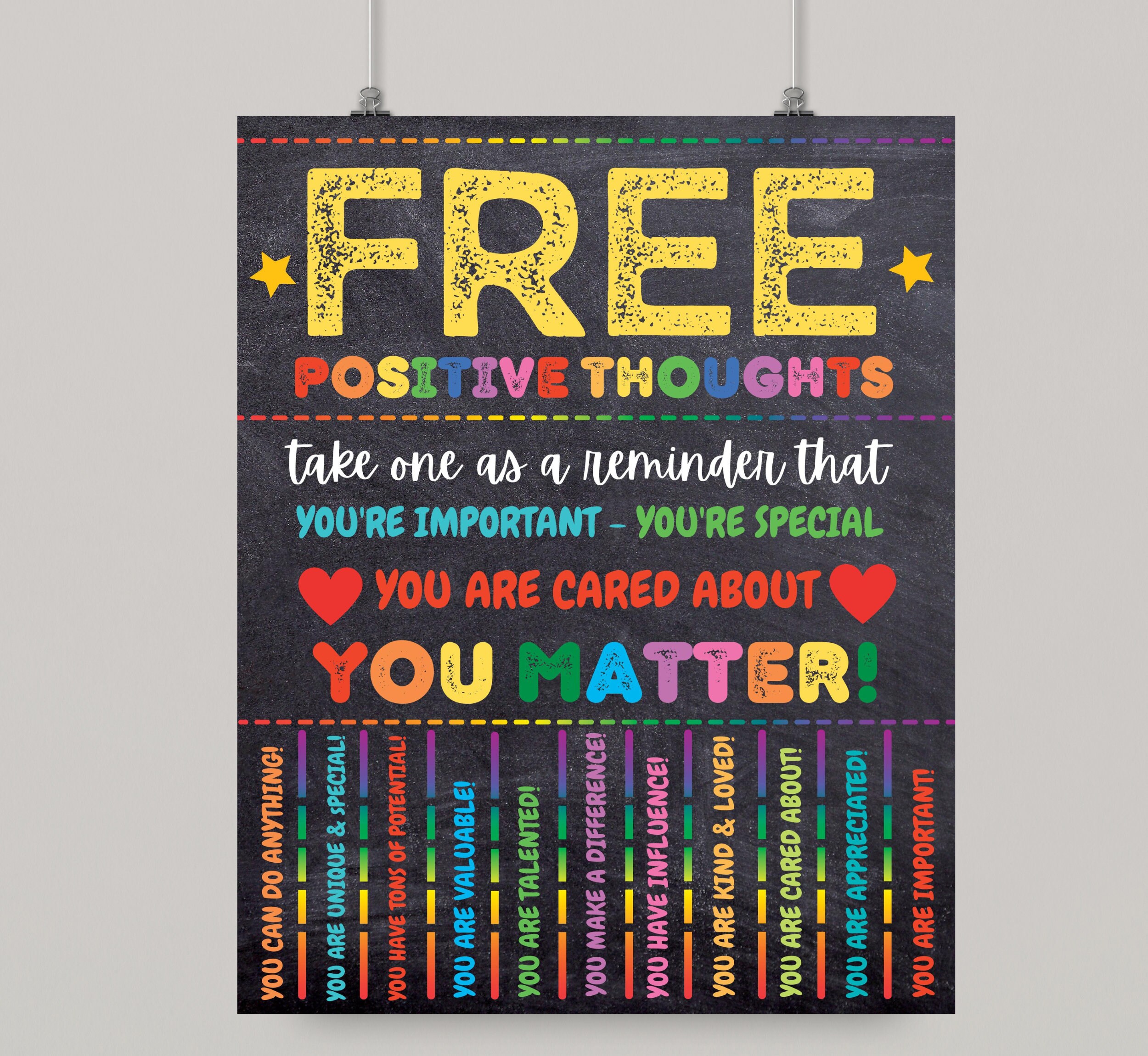 School Counselor Door Sign Positive Thoughts Tear off Flyer - Etsy