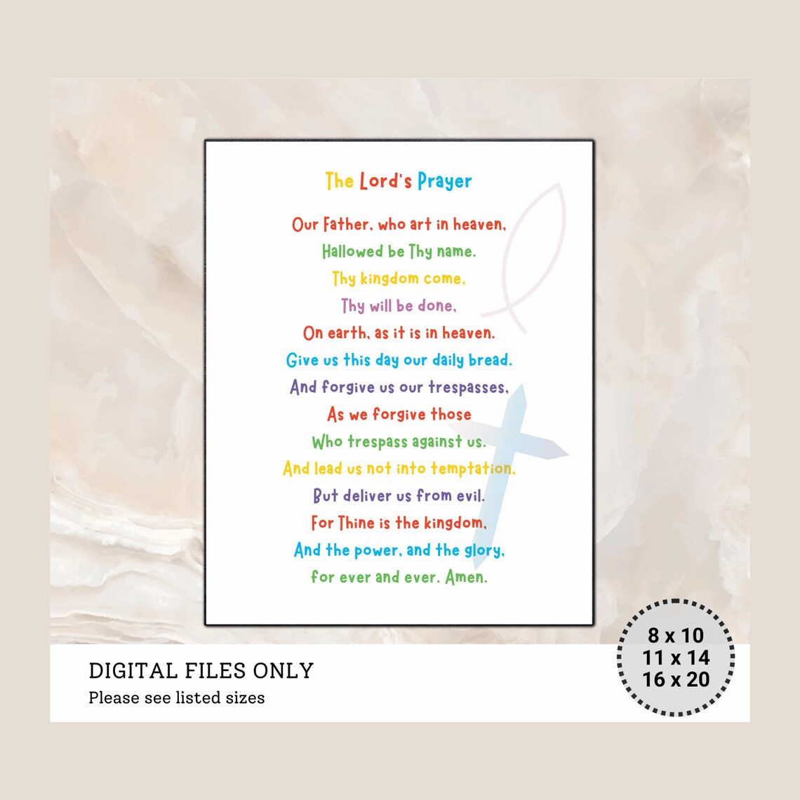 Lord's Prayer Sunday School Poster, Our Father Prayer Poster, Christian ...