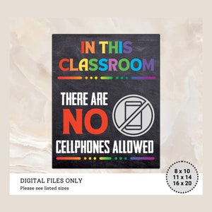 Printable No Cellphones Allowed Sign School Classroom Decor, Classroom ...