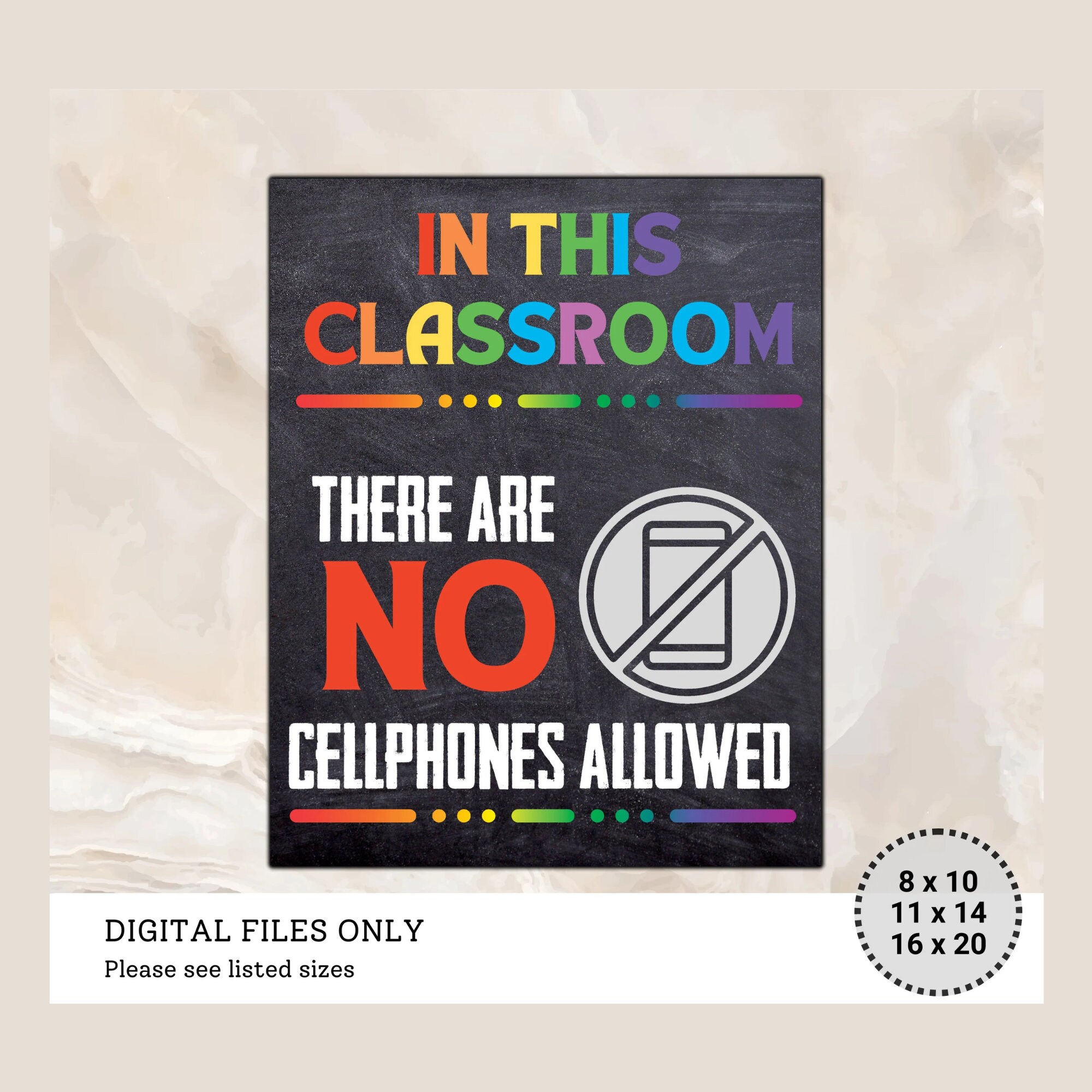 Printable No Cellphones Allowed Sign School Classroom Decor, Classroom ...