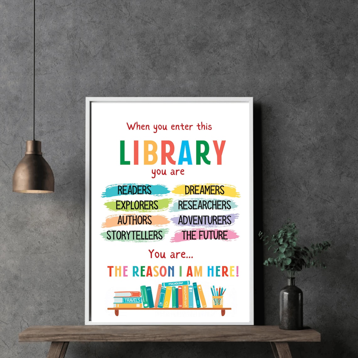 Welcome Library School Sign, Classroom Decor, Printable School Library ...