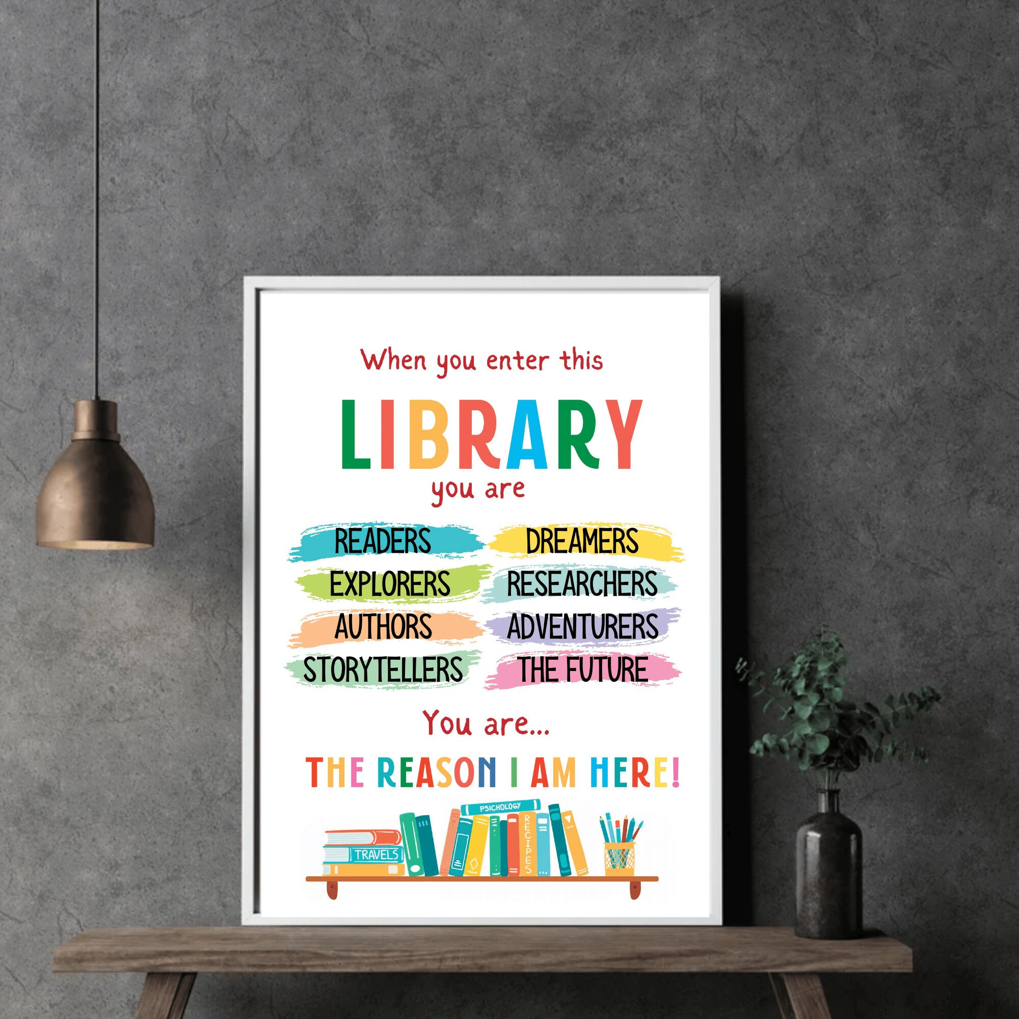 Welcome Library School Sign, Classroom Decor, Printable School Library ...