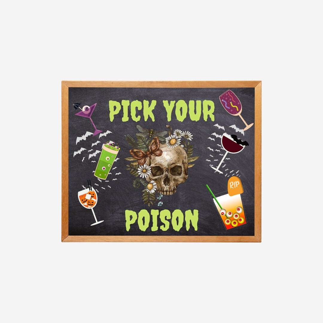 Printable Halloween Sign, Drink Bar Sign, Pick Your Treat Fun Halloween ...