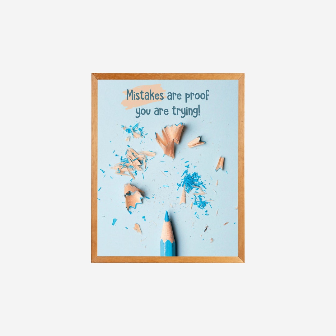 Classroom Poster, Mistakes Happen Print, Classroom Decor, Mistakes Are ...