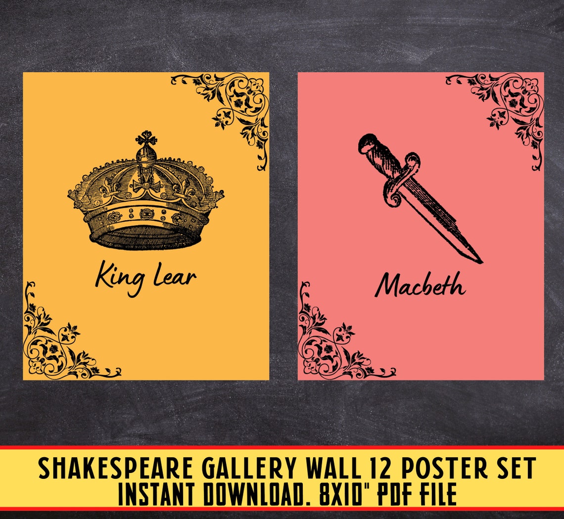 Set of 12 Shakespeare Gallery Wall English Class Classroom - Etsy