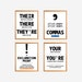 Set of 8 English Grammar Punctuation Posters, Classroom Grammar Art ...