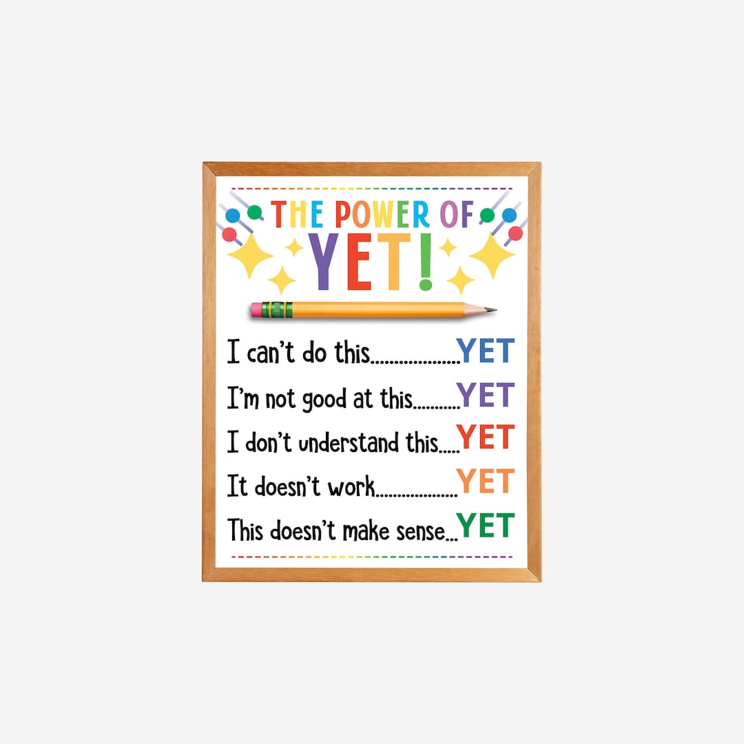 Power of Yet, Growth Mindset Classroom Poster, Inspirational ...