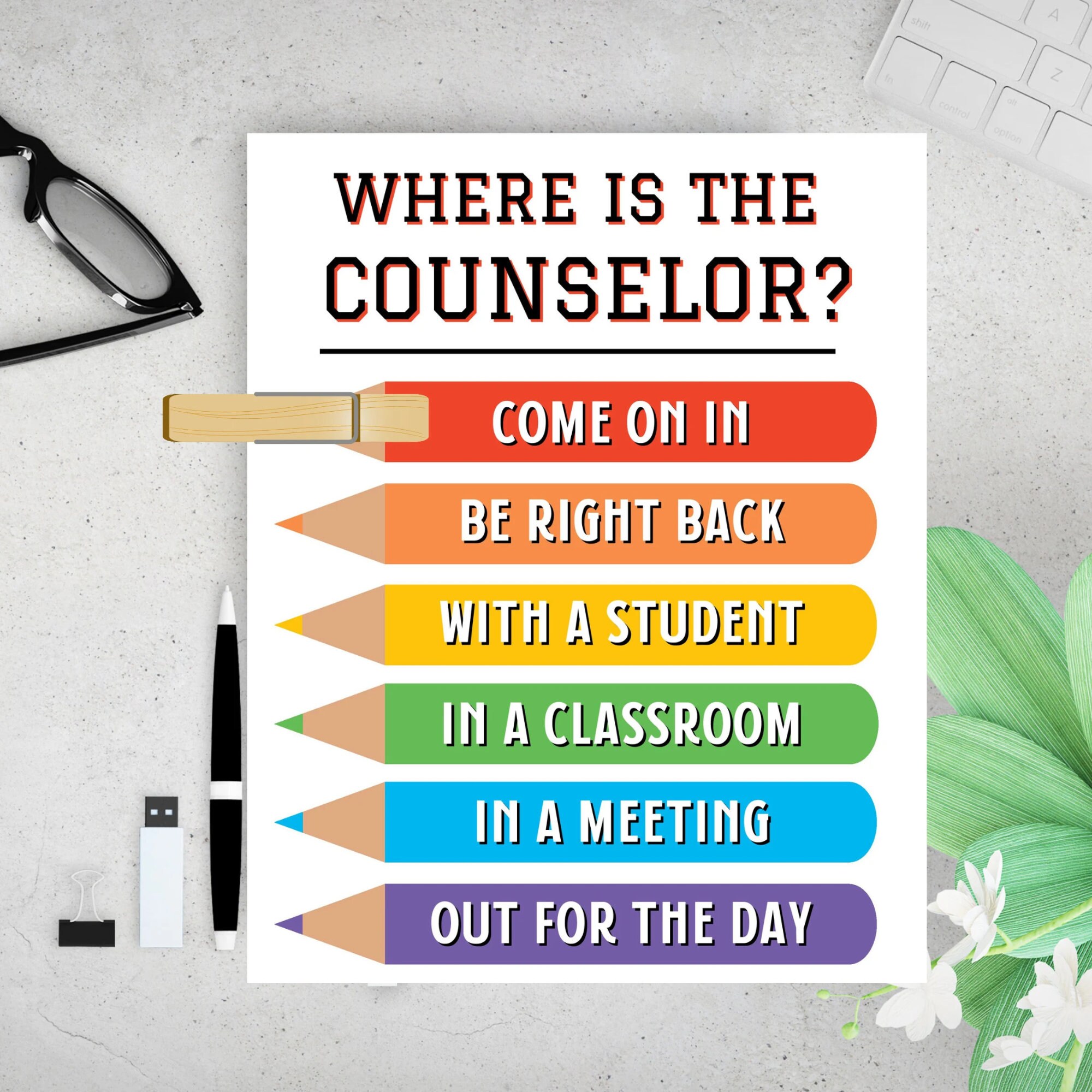 Classroom Door Sign, Where's the Counselor Sign, Classroom Decorations ...