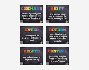 Computer Lab Poster Set of 6, Classroom Decor, INSTANT DOWNLOAD ...