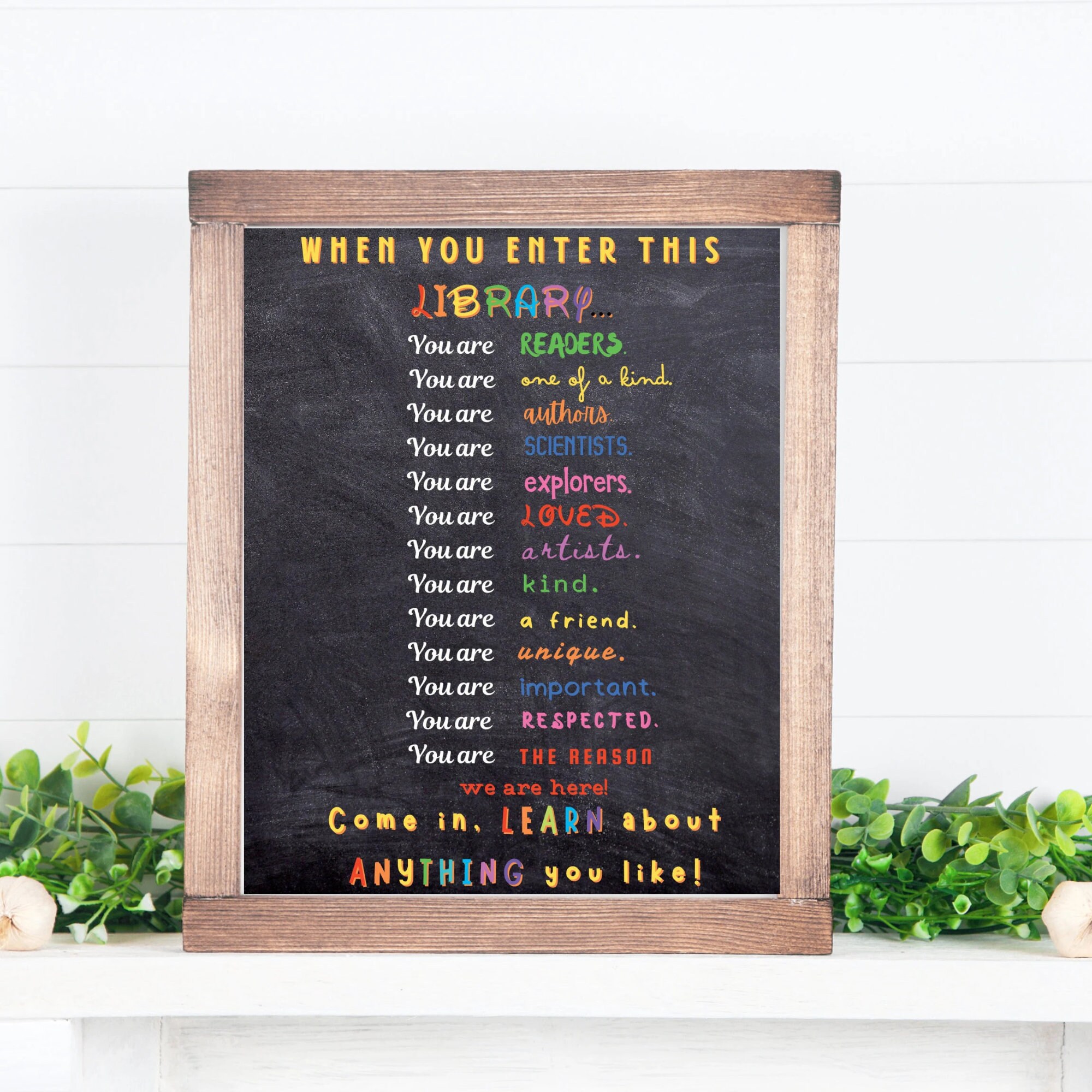 School Library Classroom Poster, Colorful Librarian Decor, Technology ...