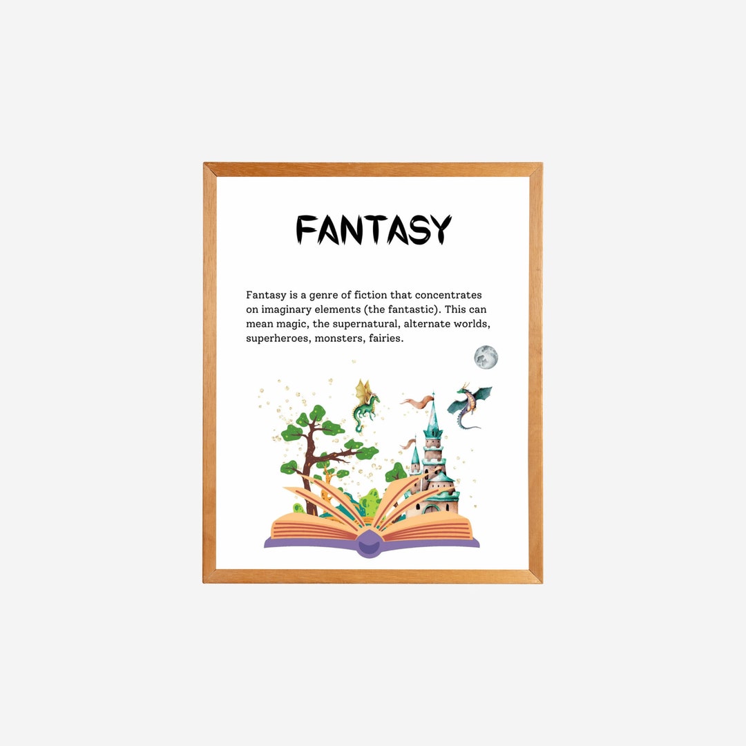 Writing Genre Poster, Fantasy Definition Wall Art, Literary Style Sign ...