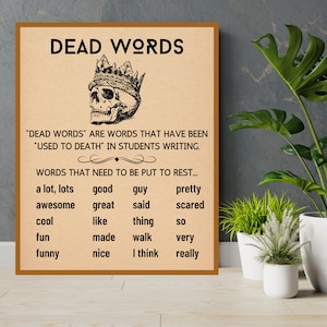 English Classroom DEAD WORDS Poster Writing Poster English - Etsy