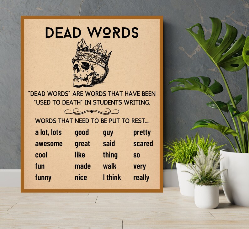 English Classroom DEAD WORDS Poster Writing Poster English - Etsy