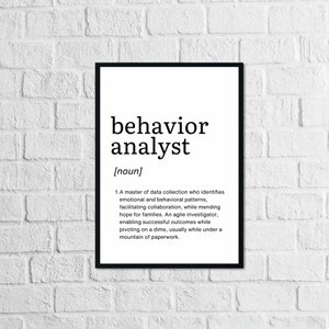 Behavior Analyst Definition Poster, Funny Modern Office Gift, Office ...