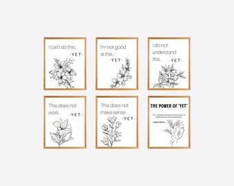 The Power of yet Printable Poster, Growth Mindset, INSTANT DOWNLOAD ...