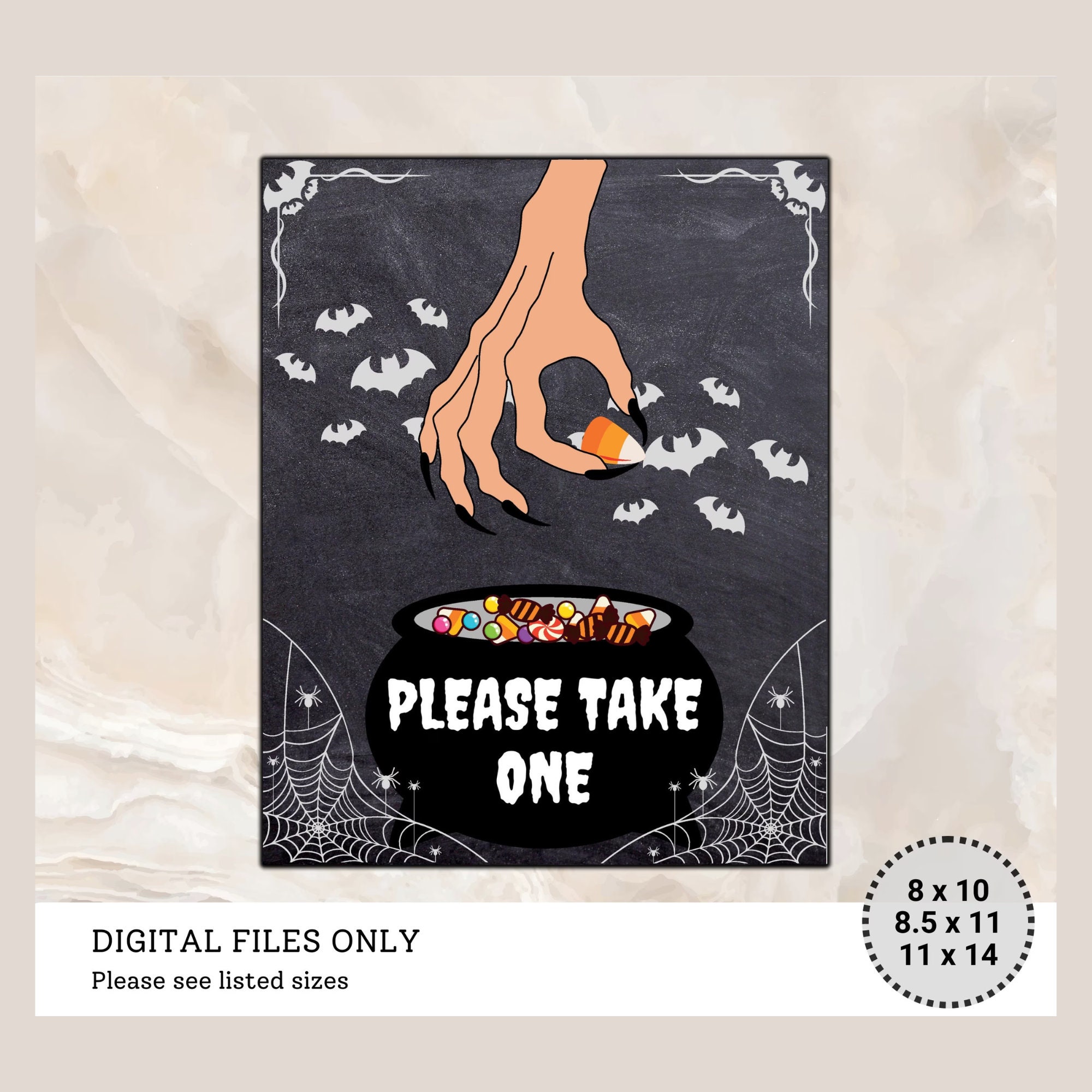 Please Take One Halloween Candy Sign, Chalkboard Halloween Decor, Candy ...