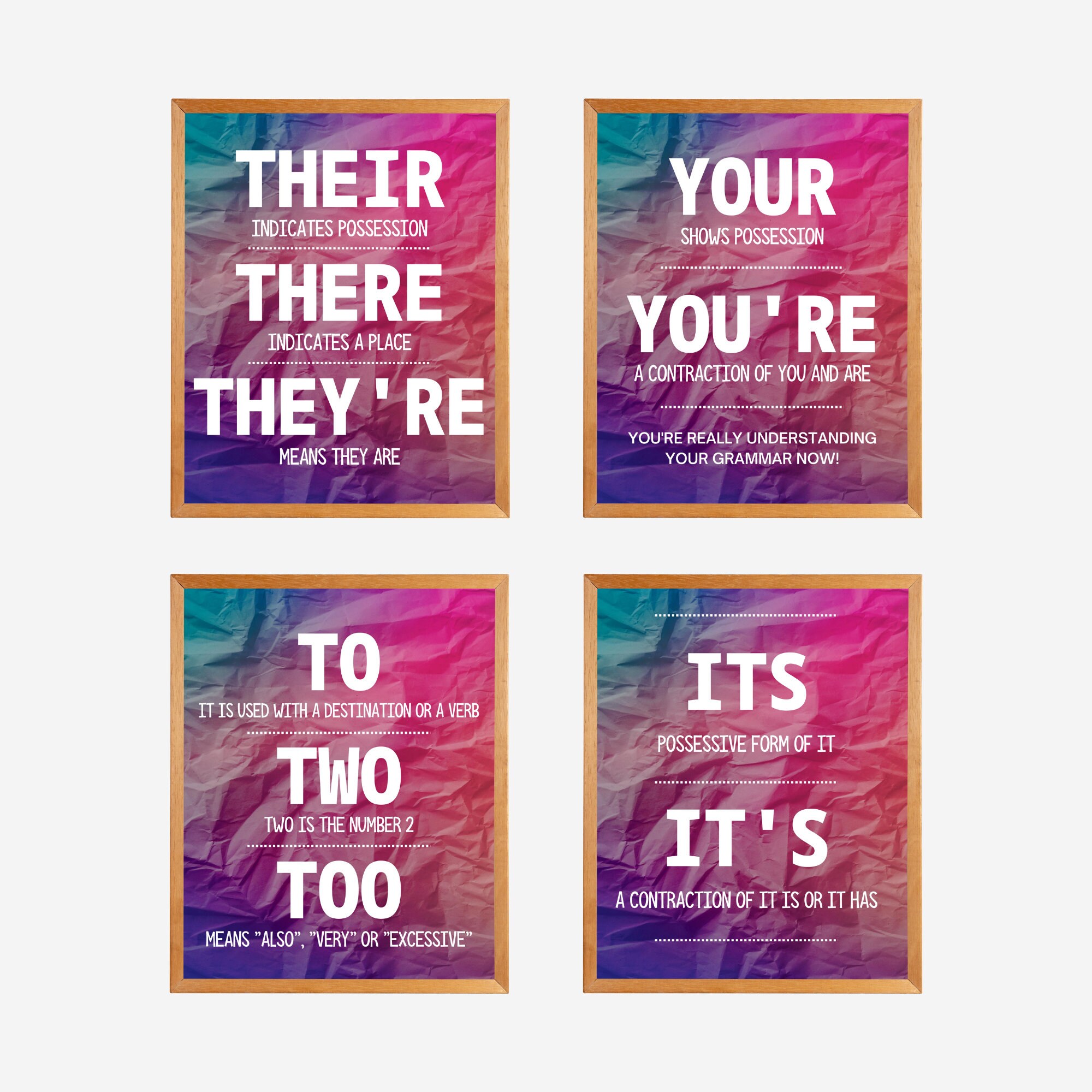 Grammar Elements Posters, Tie Dye Classroom Posters Set, Punctuation ...