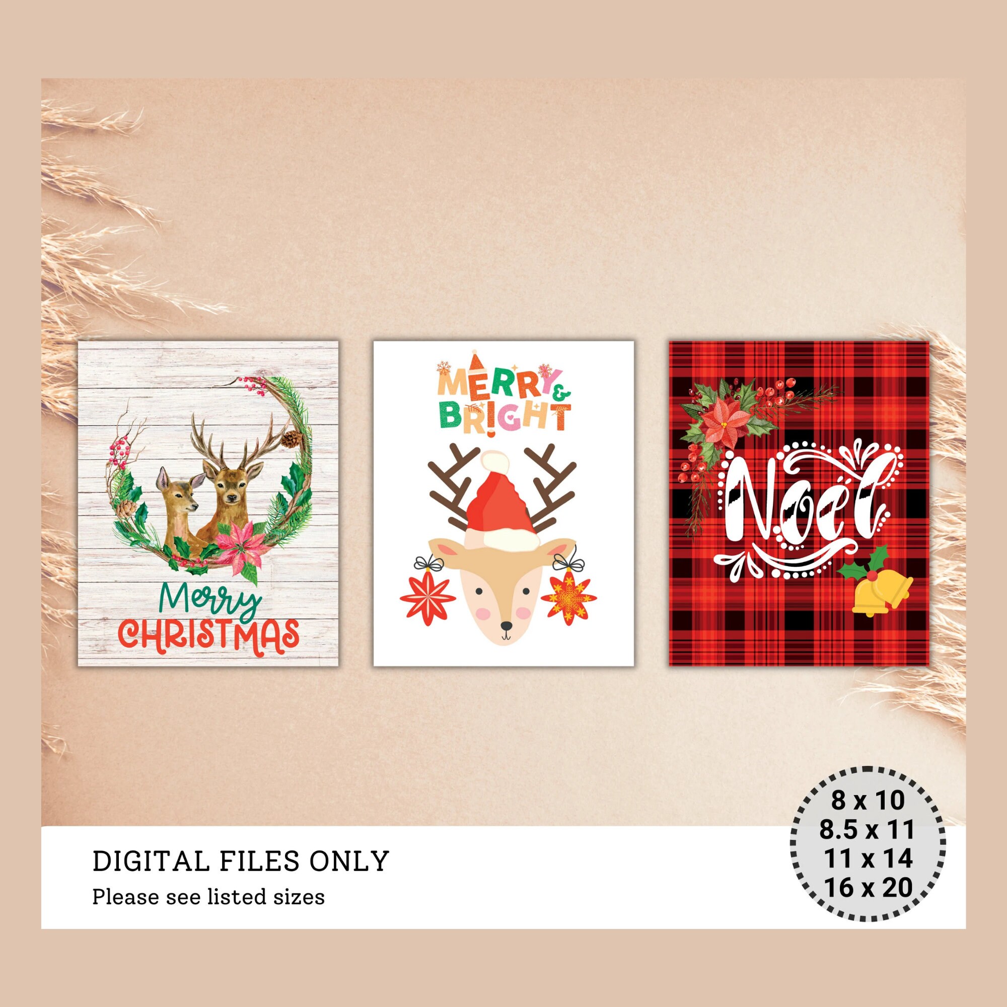 Christmas Posters, Holiday Cheer Wall Art, December Sign, Printables ...