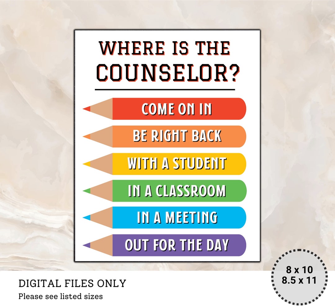 Classroom Door Sign Where's the Counselor Sign Classroom - Etsy