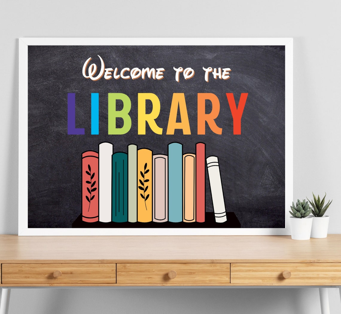 Welcome Library School Sign Classroom Decor Printable School - Etsy