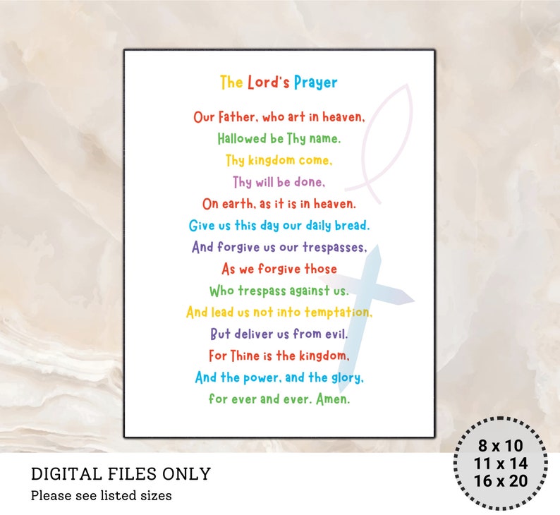 Lord's Prayer Sunday School Poster Our Father Prayer - Etsy