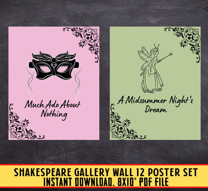 Set of 12 Shakespeare Gallery Wall English Class Classroom - Etsy