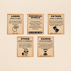Set of 5 Ethos Pathos Logos Kairos, Classroom Decor High School AP ...