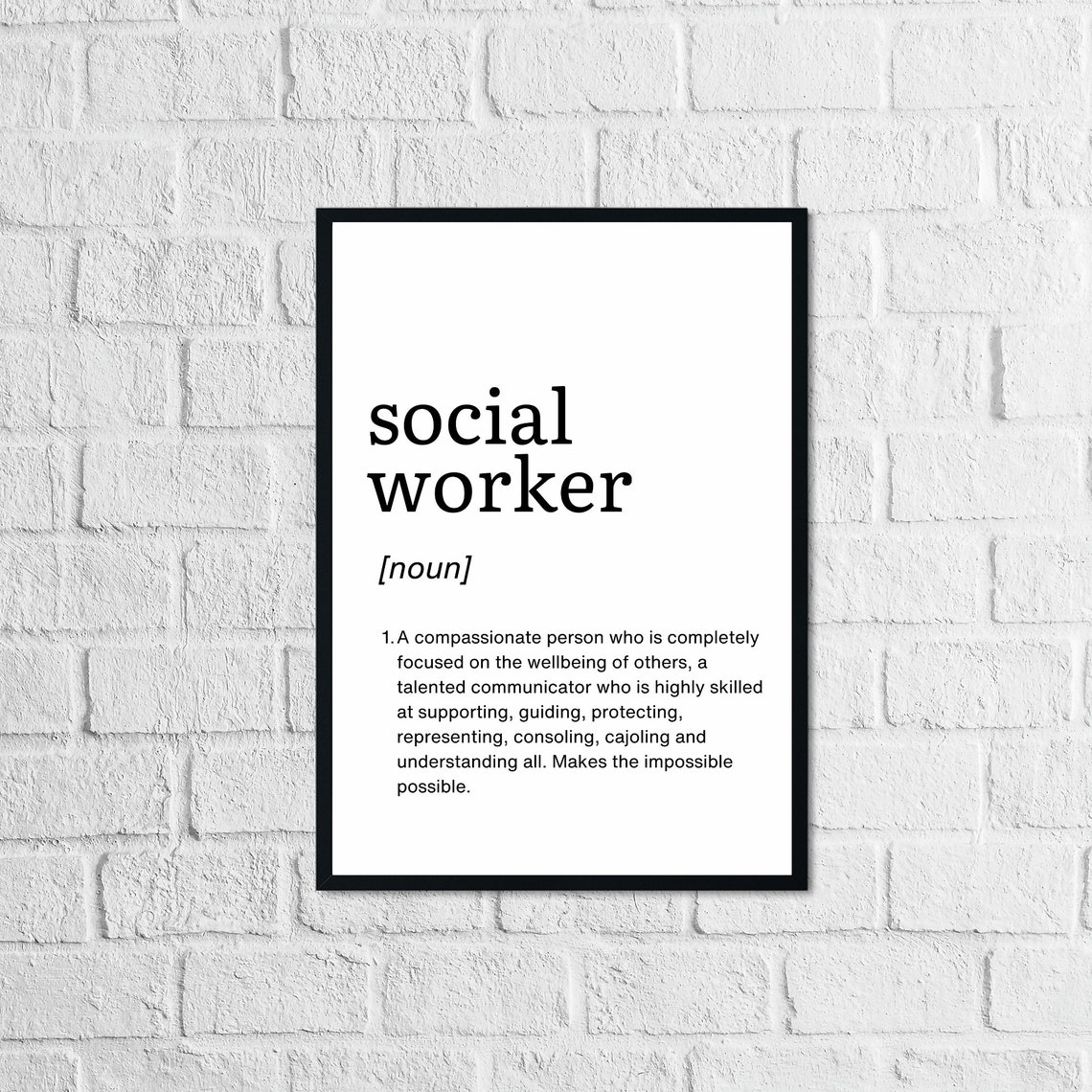 Social Worker Definition Print, Social Worker Office Decor, Social ...
