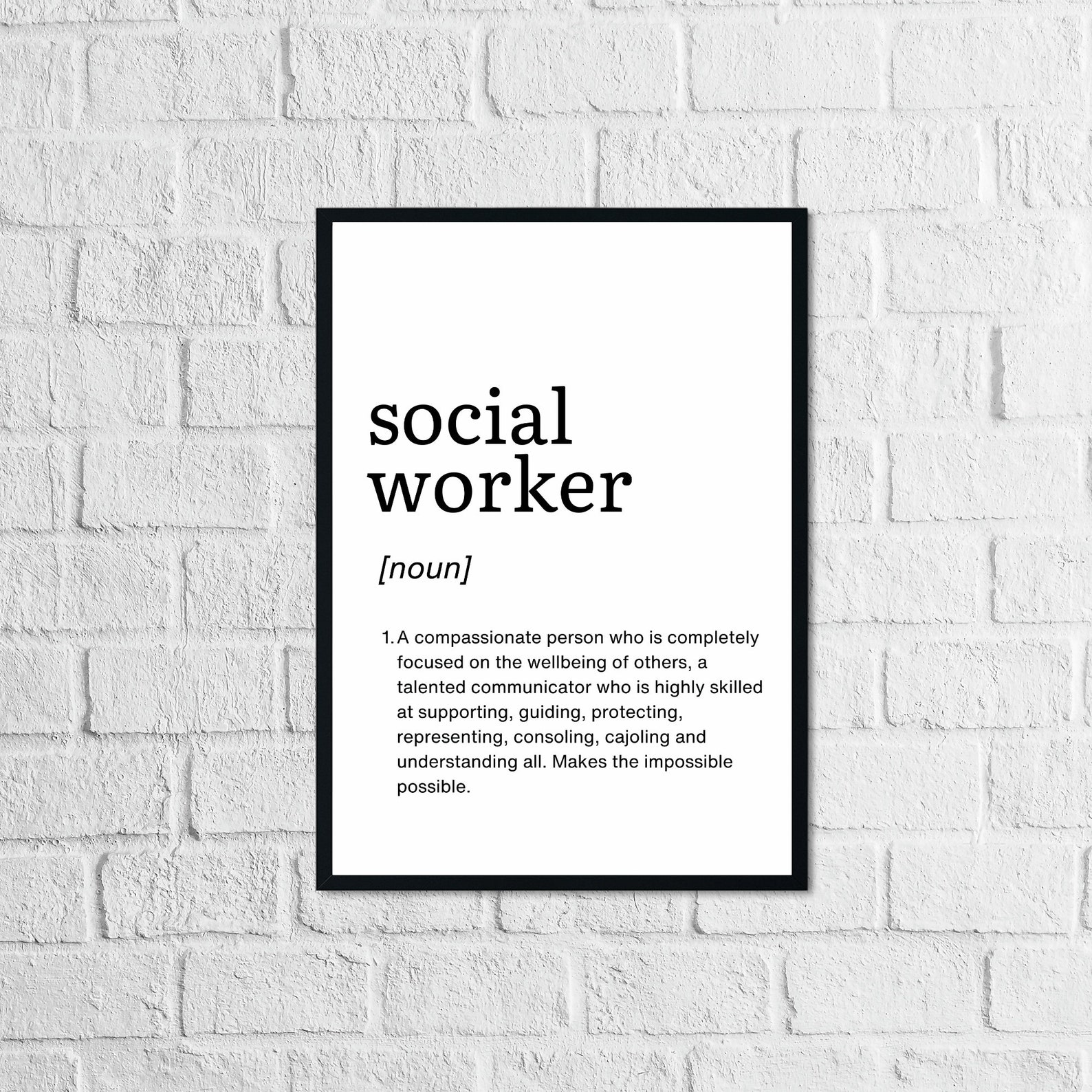 Social Worker Definition Print, Social Worker Office Decor, Social ...