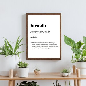 Hiraeth Definition Poster, Welsh Gift Idea, Office Decoration, Welsh ...