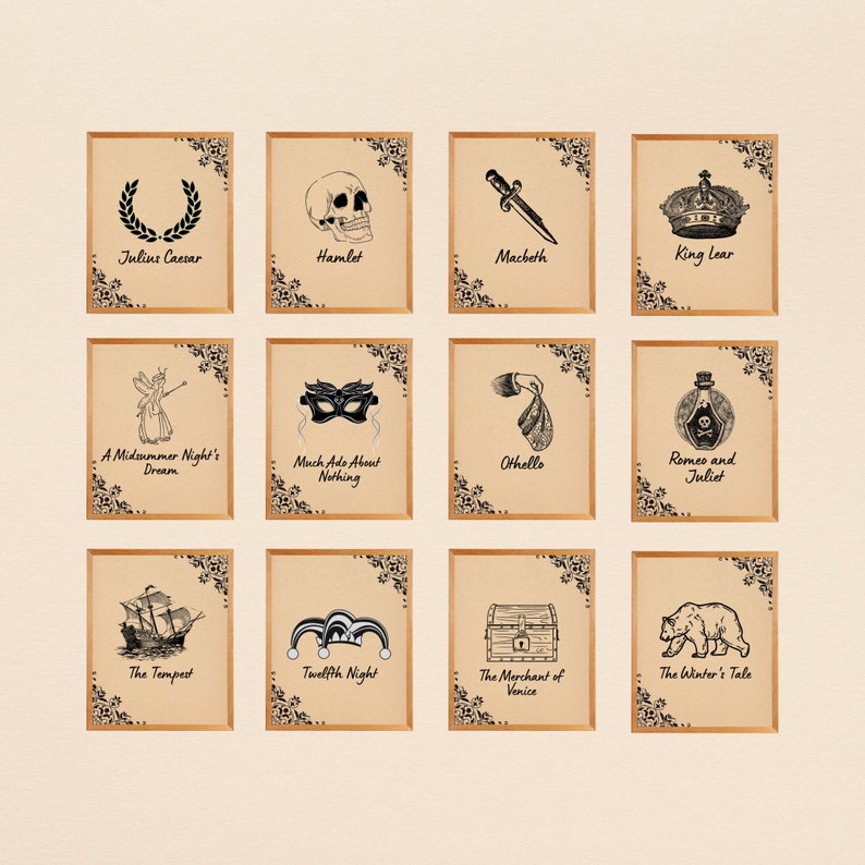 Shakespeare Gallery Wall, Classroom Art, Shakespeare Plays Posters ...