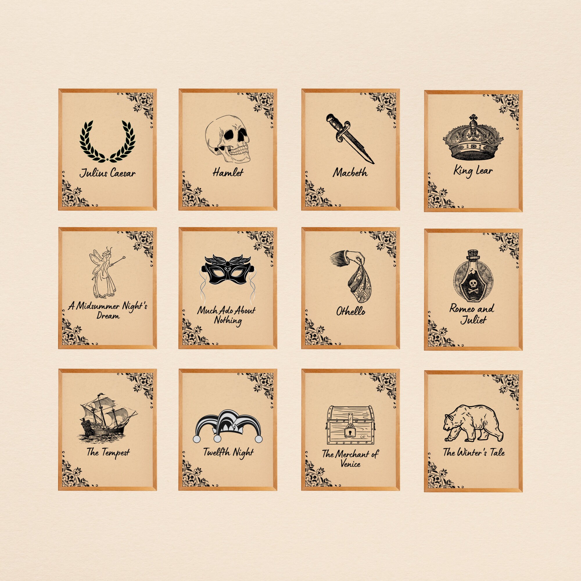 Shakespeare Gallery Wall, Classroom Art, Shakespeare Plays Posters ...