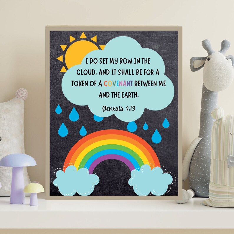 Genesis 9:13 Poster, God's Rainbow Bible Verse, God's Promise Art, Kids ...