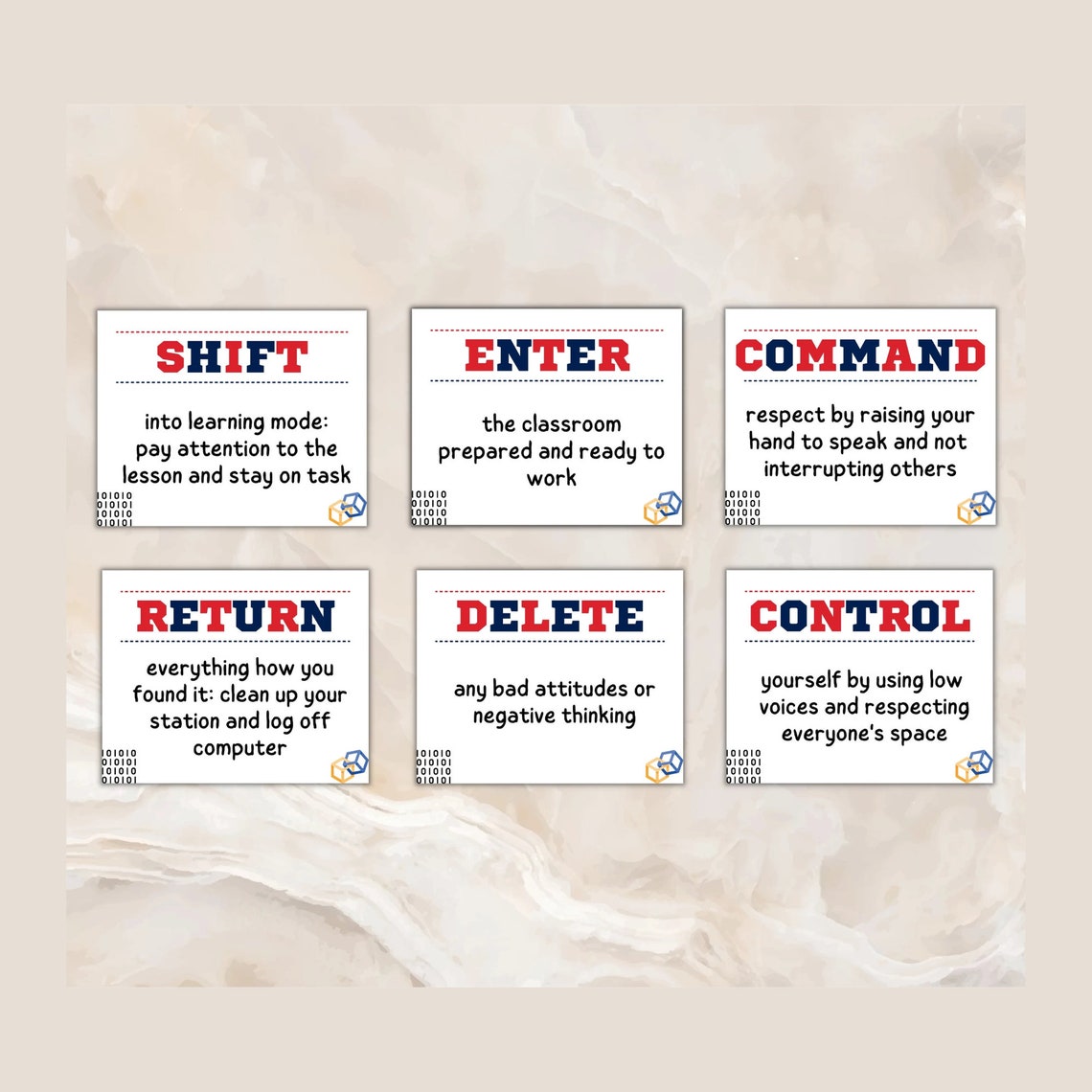 Classroom Poster Set of 6, Classroom Decor, INSTANT DOWNLOAD, Computers ...